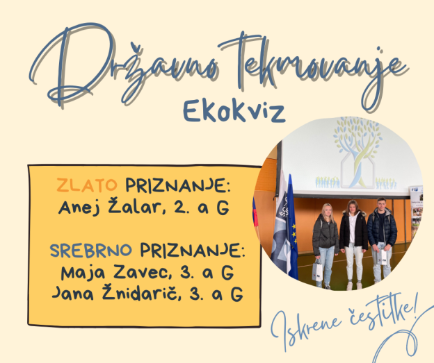 Zlato in srebrni priznanji na Ekokvizu – Gimnazija Ormož Zlato in srebrni priznanji na Ekokvizu – Gimnazija Ormož